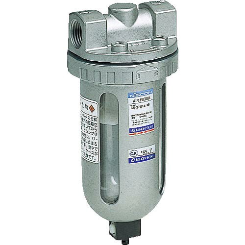 特長：空気中の水分やゴミを除き清らかな空気を供給します。仕様：ろ過精度(μm)：40使用圧力(MPa)：0.05〜1処理空気流量(［［M3］］/min)：1.50接続口径：Rc1/4全長(mm)：176使用流体：空気流体温度(℃)：5〜60...