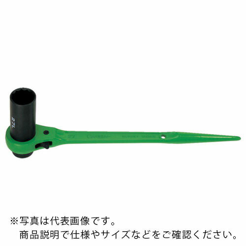特長：正逆は切り替え爪式です。C形チャンネル・H形鋼チャンネル・アングルなどの深い凹部およびナット締め付け時にボルトが長く出る所の使用に便利です。グリーン焼き付け塗装仕上げです。安全ロープ取り付け穴を設けています。（17×19・17×21・...