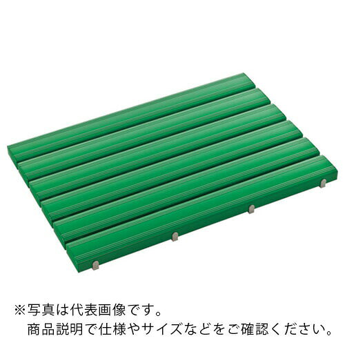 特長：抗菌剤入りで強度がある丈夫なスノコです。（完成品出荷です）用途：ロッカールーム、シャワー室など。仕様：色：緑サイズ長辺(mm)：1200サイズ短辺(mm)：600厚さ(mm)：48幅(mm)：600材質／仕上：本体：硬質塩化ビニール、...
