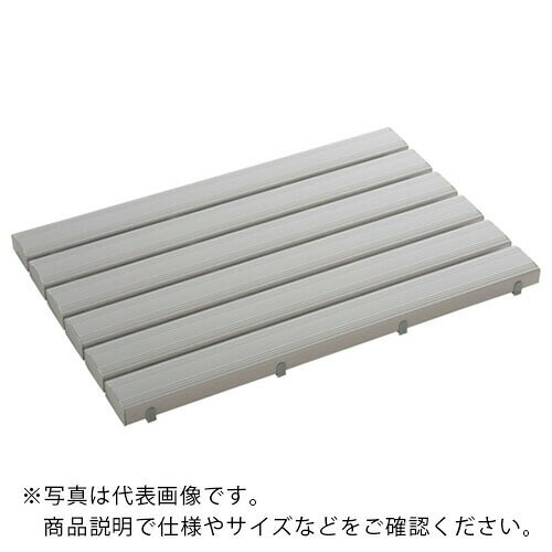 特長：抗菌剤入りで強度がある丈夫なスノコです。（完成品出荷です）用途：ロッカールーム、シャワー室など。仕様：色：灰サイズ長辺(mm)：1800サイズ短辺(mm)：600厚さ(mm)：48幅(mm)：600材質／仕上：本体：硬質塩化ビニール、...