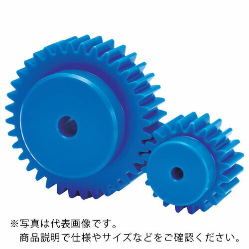 特長：フードコンタクト、青POM ギアシリーズで青色ポリアセタール樹脂です。食品素材色に無い青色のPOMは異物混入対策として食品、包装機器に最適です。用途：食品、包装機器、医療機器などに。仕様：歯数：45形状：B1基準円直径(mm)：φ45...