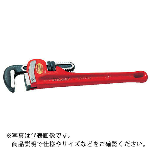 特長：強度・作業性・能力など、すべての面でプロを満足させるパイプレンチです。能力はすべて継手サイズです。頑丈な鋳鉄ハウジング、ハンドル、フックジョー、ヒールジョーで構成された丈夫で使いやすいレンチです。本体は永年保証です。用途：ガス・水道管...