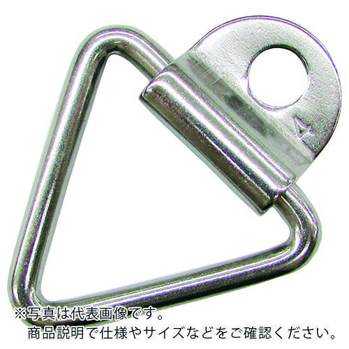 特長：リング部分が倒れるので、使用しない時は倒すと邪魔になりません。用途：テントロープの端末処理、懸垂幕などの細物ワイヤ・ロープなどの受け金具として。仕様：使用荷重(kN)：0.10A(mm)：30D1(mm)：1B(mm)：27.5L(m...