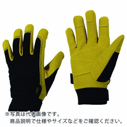 特長：指先・指股・掌にアテ補強を施したストロングモデルです。しなやかで丈夫な人工皮革グローブです。用途：内装業・土木建築業・配送業・配管工事などに。仕様：色：ブラック/キャメルサイズ：LL全長(cm)：23.0手のひら周り(cm)：21.0...