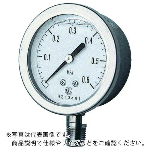 特長：ステンレス製の接液部、およびケース材質により耐食性、耐雰囲気性に優れています。計器寿命を縮める振動下でのご使用に適した、高耐久な圧力計です。仕様：圧力レンジ(MPa)：-0.1〜0.0(真空計)最小目盛(MPa)：0.005精度：±1...