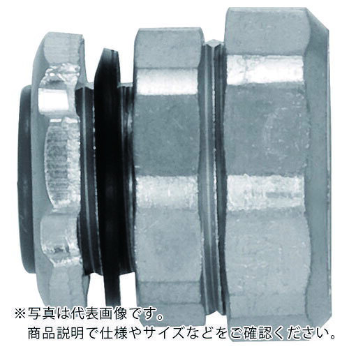 特長：通線口には、インシュレータを取り付けておりますので絶縁ブッシングの取り付けは必要ありません。用途：ケイフレックスを制御盤類のノックアウト接続用。仕様：タイプ：コネクタ（ノックアウト接続用）ねじ呼：G1-1/2寸法(mm)A：64.9接...