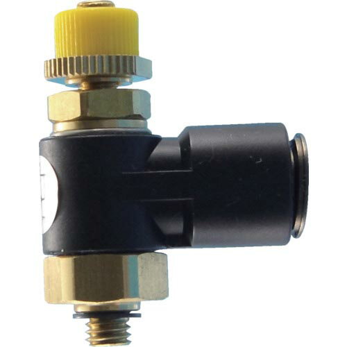 特長：流量特性が優れています。特に低流量域での微調整が容易にできます。チューブ取り出し口が自由に回転するため360°のチューブ取り出し方向が得られます。仕様：接続口径：M5×0.8適合チューブ外径D(mm)：6適合チューブ外径(mm)：6使...