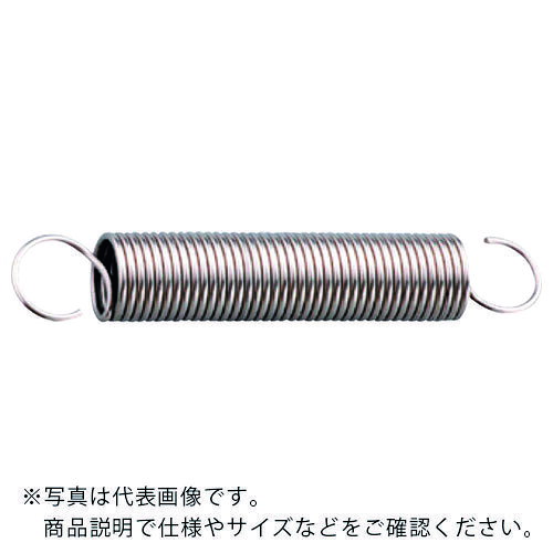 特長：ステンレス鋼線（SUS304-WPB）を用いた引張ばねです。仕様：線径d(mm)：0.65外径D(mm)：9.0巻数(巻)：57.5ばね定数(N/mm)：0.05許容荷重(N)：5.88初張力(N)：0.50自由長(mm)：55.0た...