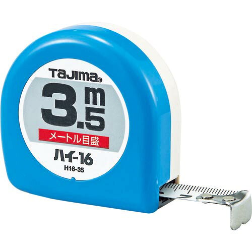 特長：スピーディーな測定ができる、スタンダードタイプです。0点補正移動爪です。爪飛び防止用プロテクター付です。ショックアブソーバー付です。用途：長さ測定用。仕様：テープ長さ(m)：3.5テープ幅(mm)：16水平保持(m)：1.5目盛仕様：...
