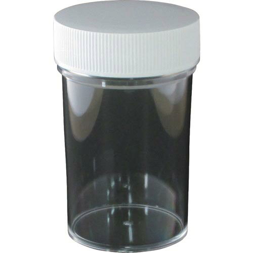 特長：粉末・錠剤用標本瓶または見本容器として便利です。仕様：容量(ml)：350直径(mm)：83高さ(mm)：132口径(mm)：71中栓：なし色：透明フタ色：白色ねじ込フタ耐熱温度：80℃材質／仕上：本体:ポリスチレン（PS）フタ:ポリ...