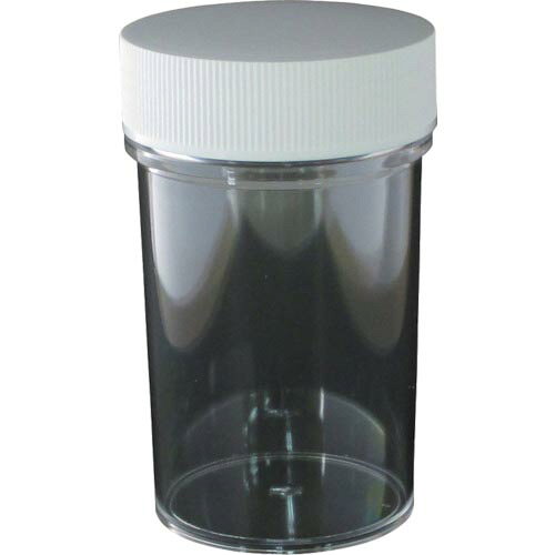 特長：粉末・錠剤用標本瓶または見本容器として便利です。仕様：容量(ml)：600直径(mm)：97高さ(mm)：156口径(mm)：83中栓：なし色：透明フタ色：白色ねじ込フタ耐熱温度：80℃材質／仕上：本体:ポリスチレン（PS）フタ:ポリ...