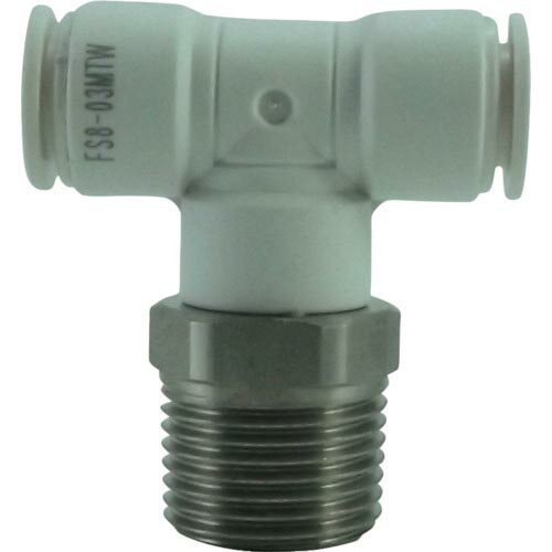 仕様：適合チューブ外径D(mm)：8×8接続口径：R3/8六角対辺(mm)：17流体温度(℃)：-5〜60(空気)、5〜40(水)使用流体：空気、水使用圧力：1MPa(空気)、0.3MPa(水)材質／仕上：本体:ステンレス（SUS303）+...