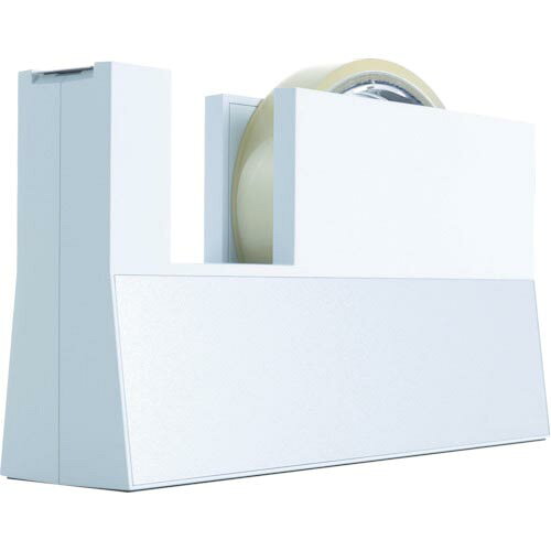 特長：凹凸の少ない新設計の刃を採用しています。(特許第5269180号)テープを切断するときの力を軽減できます。切断面にギザギザがなく、シールのように貼れます。仕様：最大テープ幅(mm)：18最大テープ外径(mm)：105色：白本体寸法幅(...