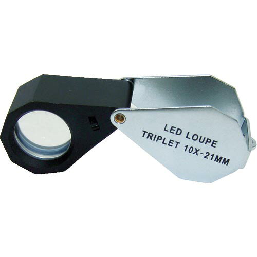 特長：LED付のため、明るさが少ないところで威力を発揮します。用途：精密検査、鑑定。仕様：倍率(倍)：10レンズ寸法(mm)：φ21幅(mm)：45奥行(mm)：27高さ(mm)：24電源(V)：ボタン電池(LR927)×3個(付属)材質／...