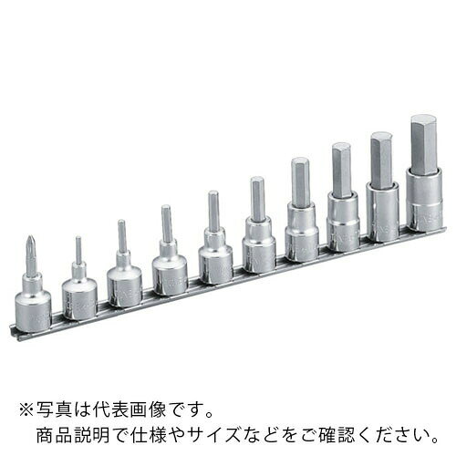 特長：ラチェットハンドルに差し込んで使用することにより六角穴付ボルトの締め付けが素早く行えます。ソケットの取り外しが容易なアルミタイプのソケットホルダで作業効率がアップします。用途：六角穴付きボルト・ねじの締付け、緩め作業用。仕様：差込角(...
