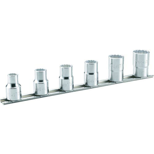 特長：ソケットの取り外しが容易なアルミタイプのソケットホルダで作業効率がアップします。産業機械・自動車などの整備に必要な工具を厳選したセットです。用途：ボルト・ナットの締付け・緩め作業用。仕様：差込角(mm)：12.7セット内容(点)：6ソ...