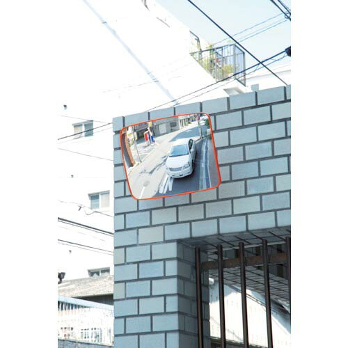 特長：角度調節が自由です。用途：ガレージの出入り口・見通しの悪い曲がり角・倉庫内の安全管理・衝突防止に。仕様：幅(mm)：540高さ(mm)：375像大きさ(曲面R)：800形状：角型取付仕様：ビス止め屋内外両用ビス止め形状：角型カラー：オ...