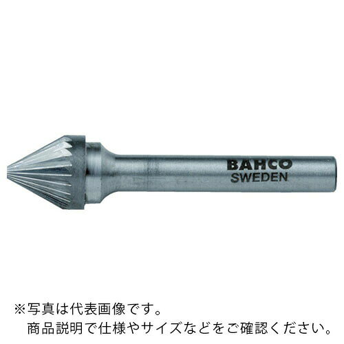 特長：硬度HRC67までの材料の切削が可能です。ヘッド部硬度はおよそ1500HVです。用途：ルーターを使用した材料の切削加工。仕様：形状：円錐60°(シングルカット)刃径(mm)：6刃長(mm)：4軸径(mm)：6全長(mm)：55最高使用...