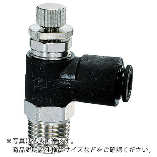 特長：難燃性PBT樹脂を標準採用し、溶接環境での事故を防止します。ニードル弁の回転数が多いので、滑らかな速度制御が可能。仕様：接続口径：R3/8適合チューブ外径D(mm)：12適合チューブ外径(mm)：12使用流体：空気制御方式：メーターア...
