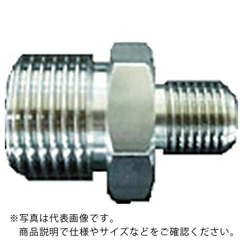 用途：高圧ガス配管用。仕様：使用流体：窒素・酸素・アルゴン・空気など接続サイズ：W22-14(右)×R1/2L(mm)：40設計温度(℃)：-10〜75用途：高圧ガス用継手適合流体：N2.O2.Ar、Air、CO2、He、H2材質：ステンレ...