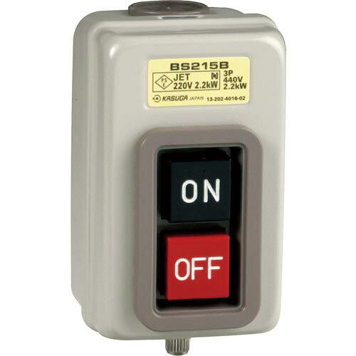 特長：鉄ケースで屋内の機械や壁に取り付けて使用するタイプです。電気用品安全法適合品です。用途：動力用押ボタンスイッチON、OFF。仕様：ボタン文字：ON、OFF最大適用電動機容量：三相200/220V-2.2kW長さ(mm)：52幅(mm)...