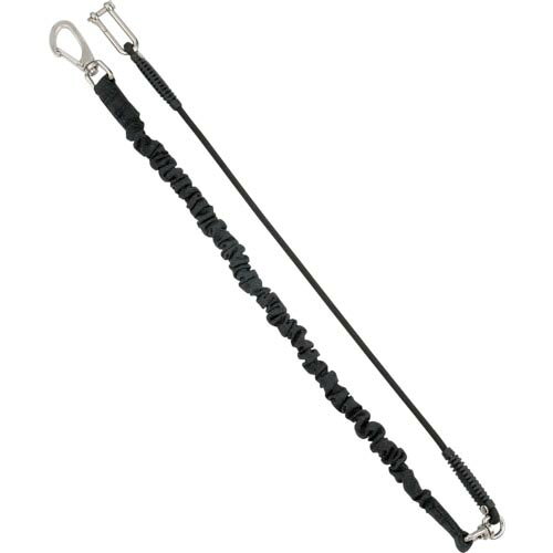 特長：絡み難い新安全ロープです。伸縮部と工具接続部を分割した新構造です。伸縮部は破断に強い金属芯入りです。工具接続部は高強度ザイルロープを使用しています。緩み止めロック付シャックルで工具をしっかりホールドします。工具接続部はねじれない撚り戻...