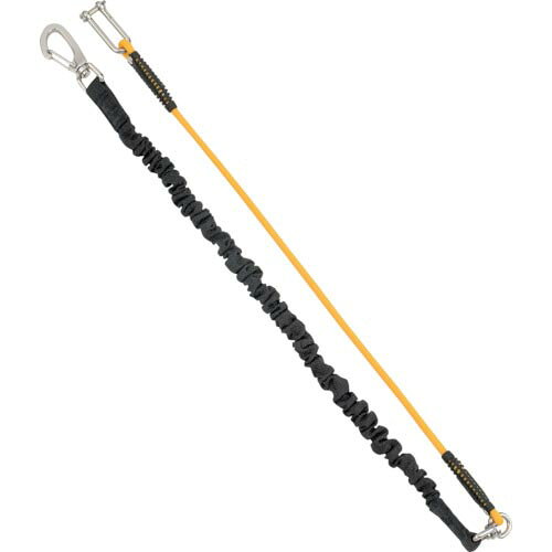 特長：絡み難い新安全ロープです。伸縮部と工具接続部を分割した新構造です。伸縮部は破断に強い金属芯入りです。工具接続部は高強度ザイルロープを使用しています。緩み止めロック付シャックルで工具をしっかりホールドします。工具接続部はねじれない撚り戻...