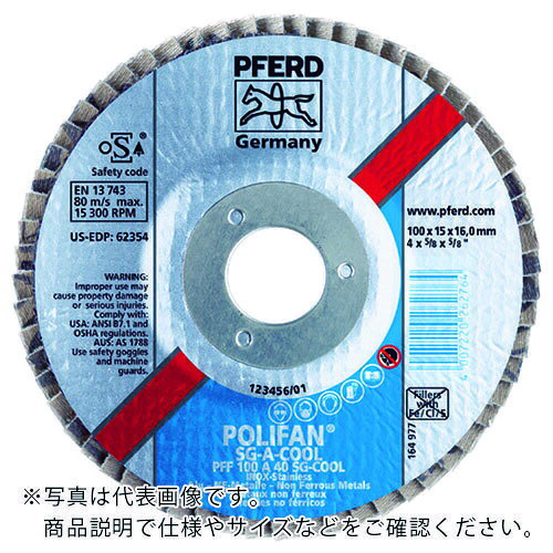 特長：酸化アルミナ砥粒を使用しているポリファン［［R上］］SGのフラップディスクは、高性能、長寿命を提供します。低接触押しでも非常に高い性能を達成します。鋭い研削力を発揮しながら圧倒的な長寿命です。用途：鉄、ステンレス、樹脂の表面研削、角研...