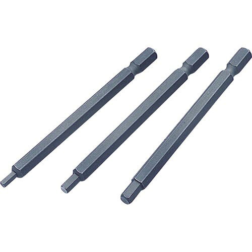 特長：各種六角穴付ボルトの着脱に最適な先端工具です。大径サイズ17mmまで豊富な品揃えです。用途：穴付き六角ナットの着脱に仕様：対辺(mm)：2.5全長(mm)：90シャンク径(mm)：6.35先端マグネット：なしシャンク径：6.35mm材...