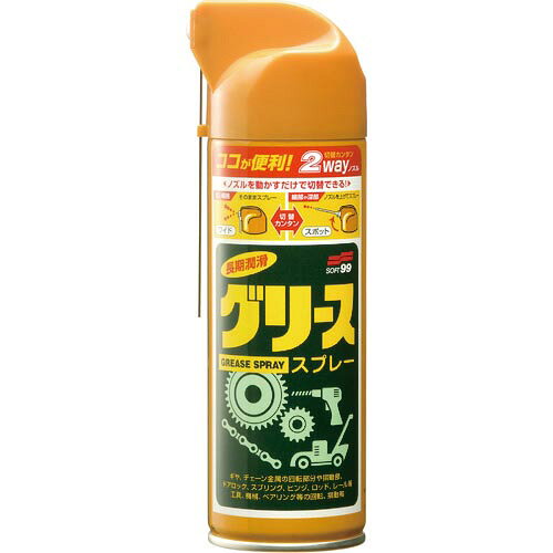 特長：耐熱・耐圧タイプのグリースで高い粘度で長期間に渡り、潤滑・防錆効果を発揮します。噴射ノズルの切り替えもワンアクションで行えて便利です。用途：自動車、オートバイ、自転車のギア、チェーン、ワイヤーの潤滑、防錆に。電気系統の防湿、サビ止め、...