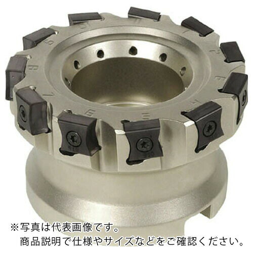 特長：90°リードの縦置きフェースミルです。用途：フライス加工用。仕様：刃数(枚)：5刃径(mm)：63適合チップ：LNKX/MT/AR/HW/AT/AW1506・・・刃数：5リード角90°材質／仕上：コーティング超硬。　●代表画像について...