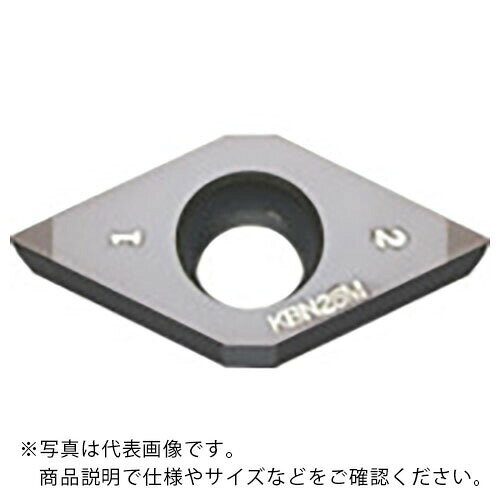 特長：高耐熱性CBNに耐熱性MEGACOATを施し、高硬度合金鋼の高速仕上げ〜軽断続加工に最適です。用途：旋削加工用。被削材：高硬度合金鋼。仕様：チップ形状：ひし形55°厚さ(mm)：3.97被膜構成：MEGACOAT呈色：黒赤色刃先仕様：...