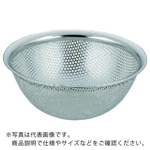 特長：パンチングメッシュ加工なので網線のほつれによるケガや異物混入の心配がなくなります。用途：食品の水切りや部品の洗浄など。食品メーカー。部品加工メーカー。仕様：サイズ(呼称)：24cm外径(mm)：256高さ(mm)：95内径(mm)：2...