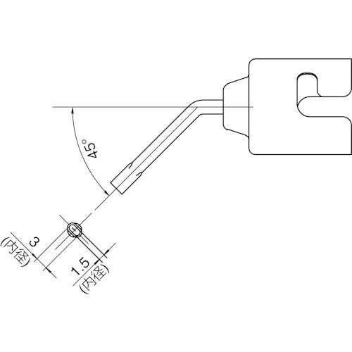 特長：工具なしで簡単脱着が可能です。用途：SMDリワーク仕様：内径(mm)：3×1.5品名：ノズル(シングルマガリ)適合ステーション機器：FR-810、FR-810B、FR-811　●代表画像について 商品によっては、代表画像を使用している...