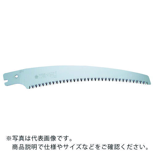 特長：生木剪定用です。カーブ形状で食い込みが良く、パワフルに切断します。アサリが無いので切り口が綺麗です。用途：生木剪定用仕様：刃長(mm)：300全長(mm)：377刃ピッチ(mm)：4.0適合本体：7763刃厚(mm)：1.4衝撃焼入れ...