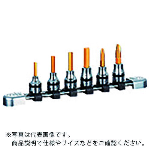 特長：チタンコーティングにより耐摩耗性を向上しています。先端部の面取りで六角穴付きボルトへスムーズに挿入できます。用途：ネプロス・汎用工具仕様：差込角(mm)：9.5セット内容(点)：6セット内容(mm)：4・5・6・8、No.2・No.3...