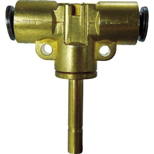 特長：用具不要のワンタッチ着脱です。チューブへの傷が付きにくいロック構造です。ボディーが金属製で衝撃などに強い構造になっています。用途：各種エア配管。仕様：適合チューブ外径D(mm)：4×4材質／仕上：本体：真鍮シールゴム:ニトリルゴム(N...