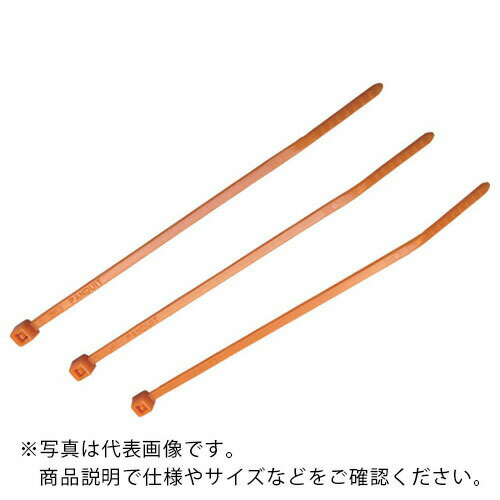 特長：幅広く使用できる汎用性の高い標準タイプのナイロン結束バンドです。色分け、識別に最適です。用途：ケーブルなどの結束に。仕様：色：オレンジ幅(mm)：3.6長さ(mm)：142厚さ(mm)：1.1最大結束径(mm)：35引張強度(N)：1...