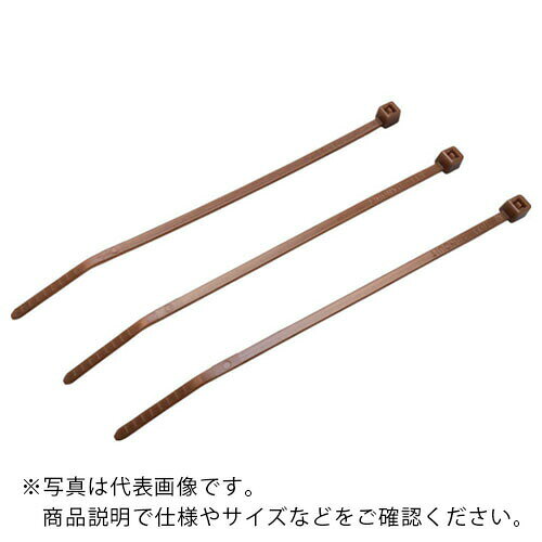 特長：幅広く使用できる汎用性の高い標準タイプのナイロン結束バンドです。色分け、識別に最適です。用途：ケーブルなどの結束に。仕様：色：ブラウン幅(mm)：4.8長さ(mm)：188厚さ(mm)：1.3最大結束径(mm)：48引張強度(N)：2...