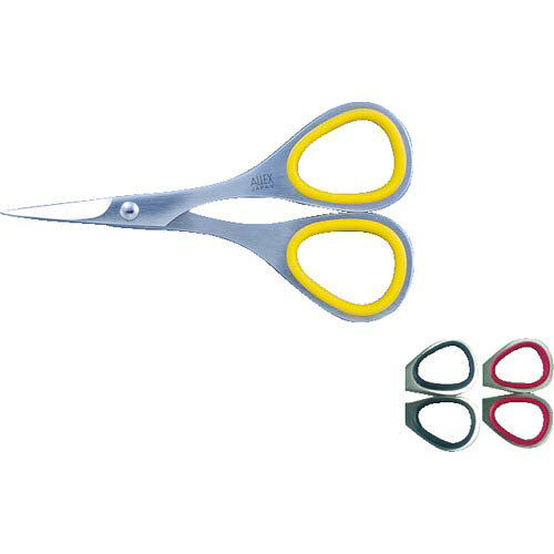 特長：細かい作業に最適な鋏です。ハイカーボンステンレス刃物鋼を使用しているので、硬さ、耐摩耗性に優れています。用途：細かい作業刺繍用仕様：刃長(mm)：30刃厚(mm)：2.5全長(mm)：110色：リングカラー黒、赤、黄アソート板厚(mm...