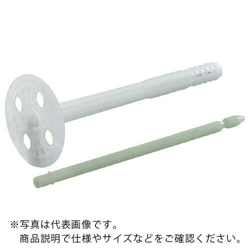特長：一般のハンマーで打ち込む簡単な施工です。用途：コンクリート、レンガ類。コンクリート、レンガ用。仕様：長さ(mm):130ドリル径(mm):8直径(mm):10最小穿孔深さ(mm):40ディスク径(mm):50取付物厚さ(mm):80~...