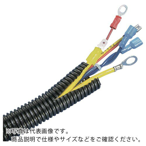 特長：よじれず柔軟性があります。耐衝撃、耐摩耗に優れています。スリットが入っているため、簡単に取り付けられます。用途：電線、ケーブルの保護および摩耗防止に。仕様：色：ブラック長さ(m)：152.4内径(mm)：40外径(mm)：47.0使用...
