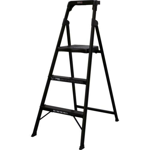 特長：回転収納トレー付(トレー耐荷重5kg)で作業に便利です。トレーには電球や工具を置ける穴や蛍光灯を置けるくぼみが付いています。空間になじむオールブラックタイプです。用途：店舗什器等様々なシーンで。仕様：最大使用質量(kg)：100天板高...