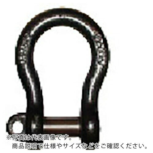 特長：スタンダードなシャックルです。サイズが豊富でいろいろな用途でご使用いただけます。口幅が広く汎用性が高いシャックルです。用途：土木、建築工事などでの荷物の荷役・連結金具として使用仕様：基本使用荷重(t)：0.15寸法(mm)B：12寸法...