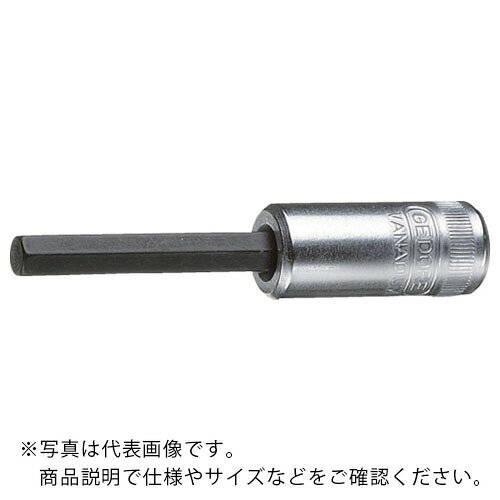 特長：ローレット加工を施すことで、手回しでも手から滑り落ちにくいです。ラチェットハンドルに差し込んで、六角穴付ボルトの締め付けが素早く行えます。仕様：差込角(mm)：9.5対辺寸法(mm)：6ビット長さ(mm)：67全長(mm)：95対辺(...