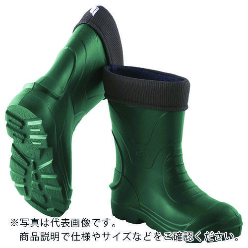 特長：高品質なEVAを使用した超軽量の防寒長靴です。保温性が高いインナーとの二重構造で温かい状態を保ちます。特許を取得した滑りにくい靴底はハードな環境に対応します。丈が短いモデルです。インナーの取り外しができ、丸洗い可能です。汚れを簡単に落...