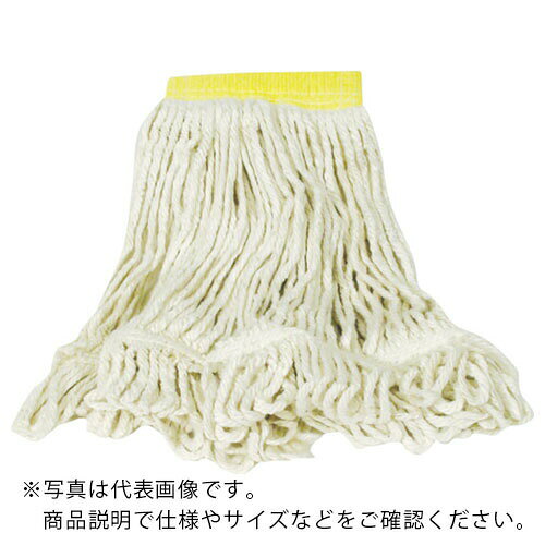 特長：ブレンドコットン糸と合成繊維を組み合わせた吸水性と耐久性に優れたモップヘッドです。用途：水拭き・から拭き・ワックス掛けに。モップ替糸。仕様：色：ホワイトシートサイズ(mm)：127リサイクルコンテンツ：100%サイズ：Mフチ色：グリー...