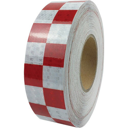 特長：豊富なカラーバリエーションです。カプセル構造により一般的な反射シートの約3倍の高輝度を実現しました。用途：ヘッドライトなどを受けて明るく輝き、夜間の安全性向上に。仕様：色：赤白格子幅(mm)：50長さ(m)：50厚さ(mm)：0.35...