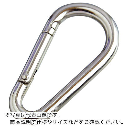 特長：チェーンの端末金具などに、ワンタッチで付け外しができます。用途：チェーン・ワイヤ・ロープ等の連結金具として、また端末の金具のジョイントに。仕様：使用荷重(kN)：1.18D(mm)：8L(mm)：81S(mm)：12W(mm)：41材...