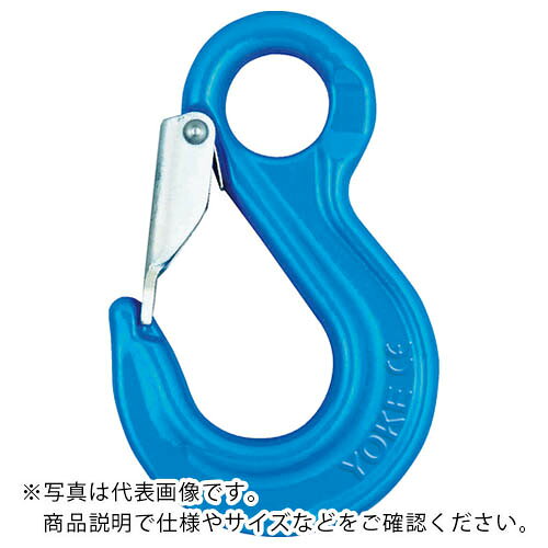 特長：ラッチ付きアイタイプスリングフックです。チェーンに直接接続できます。用途：玉掛け用、土木・建築工事での荷物の吊り上げに。仕様：基本使用荷重(t)：3.2適合チェーン線径(mm)：10タイプ：アイタイプ寸法(mm)A：32寸法(mm)D...